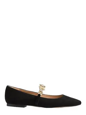 LK BENNETT Amber Posie Flower Suede Ballet Flats - Bla-black