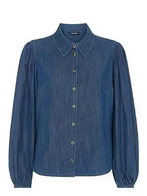 Whistles Chambray Blouson Denim Shirt - Blue