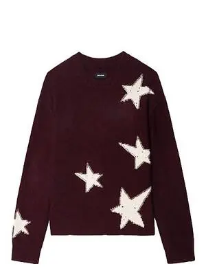 Zadig&Voltaire Star-Pattern Cashmere Jumper Burgundy