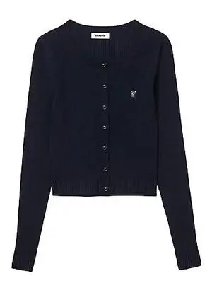 Sandro Fine Knit Cardigan - Navy Blue