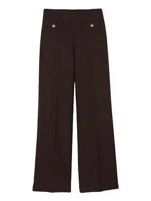 Sandro High-Rise Flared-Leg Trousers Brown