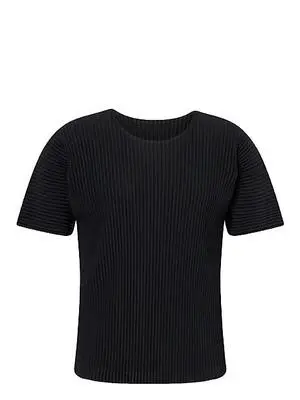 Issey Miyake Basics Pleated Knitted T-shirt - Black