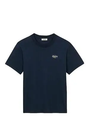 Sandro Logo-appliqué Short-sleeve Cotton T-shirt - Midnight Blue