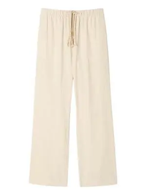 Sandro Drawstring-waist Wide-leg Cotton Trousers - Butter Cream