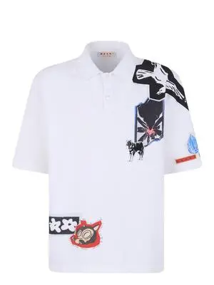Marni Mixed Media Compact Jersey Polo - White