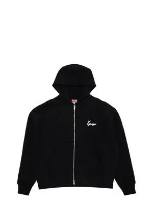 Kenzo Embroidered Boxy Full Zip Hoodie - Black