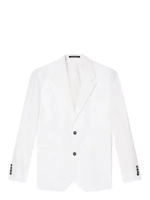 Emporio Armani Pure Linen Single-breasted Blazer - White