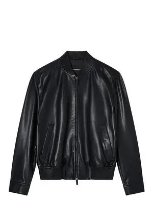 Emporio Armani Aniline Nappa Lambskin Blouson - Black