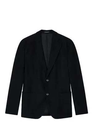 Emporio Armani Chevron Wool Single-breasted Jacket - Black