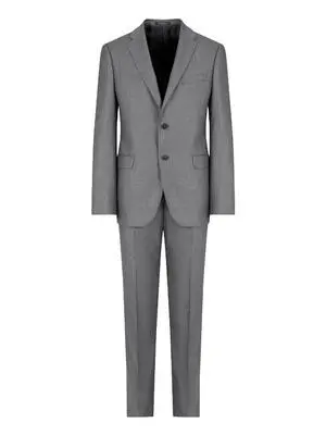 Emporio Armani Single-breasted Suit In A Silky-finish Grisaille - Stripe