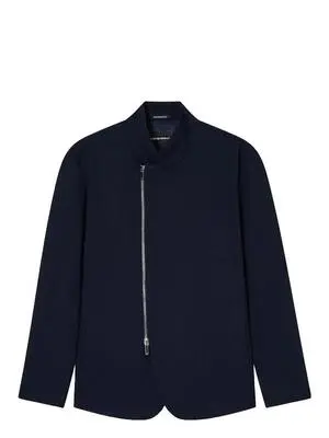 Emporio Armani Stretch Technical Gabardine Zip-up Jacket - Navy