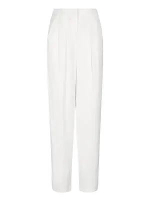Giorgio Armani Double-sided Silk-satin Pleated Trousers - White