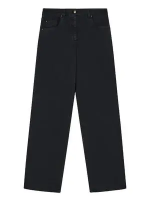 Giorgio Armani Stretch-cotton Denim Wide-leg Trousers - Black