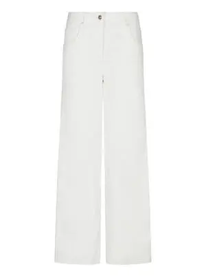 Giorgio Armani Stretch-cotton Denim Wide-leg Trousers - White