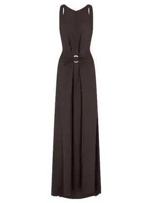Giorgio Armani Long Triple Silk Georgette Dress - Brown
