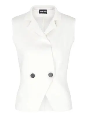 Giorgio Armani Silk Knit Double-breasted Gilet - White