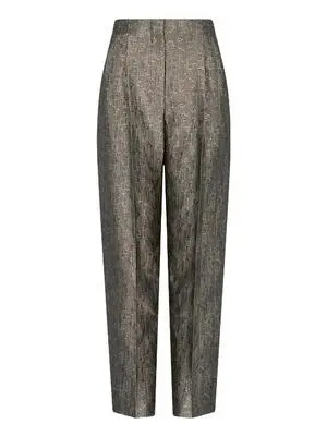 Giorgio Armani Jacquard Silk And Wool Trousers - Black
