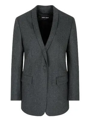 Giorgio Armani Single-breasted Wool And Cashmere Flannel Jacket - Black / White / Pink / Gray