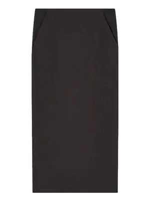 Giorgio Armani Stretch Wool Crêpe Midi Skirt - Brown