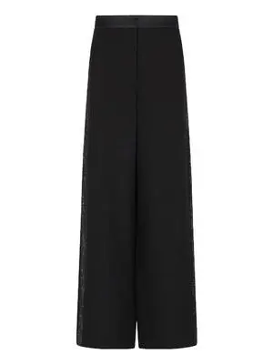 Giorgio Armani Wide-leg Silk Trousers With Rhinestone Detail - Red