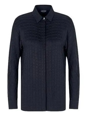 Giorgio Armani Jacquard Cupro Shirt - Black