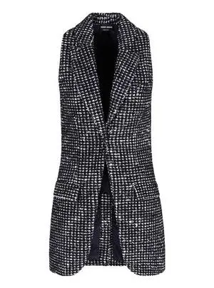 Giorgio Armani Long Jersey Waistcoat With Flocked Print And Sequins - Blue / White