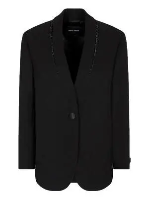 Giorgio Armani Silk Single-breasted Jacket With Rhinestone Embroidery - Red