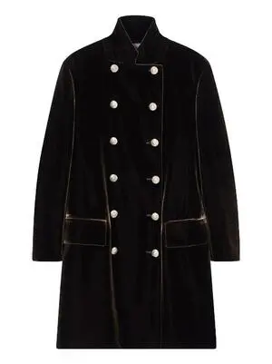 Giorgio Armani Double-breasted Velvet Coat - Brown