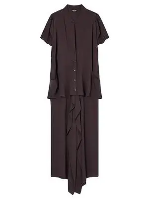 Giorgio Armani Long Triple Silk Georgette Dress - Brown