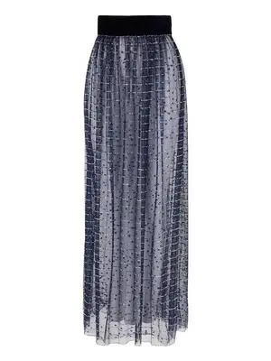Giorgio Armani Embroidered Tulle Maxi Skirt - Red