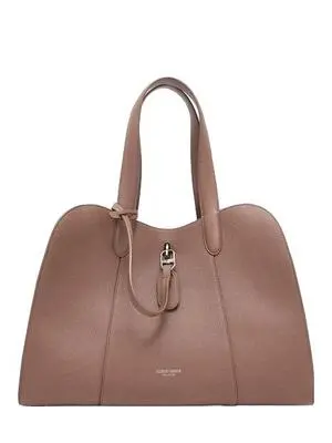 Giorgio Armani Pebbled Leather Tote Bag - Brown