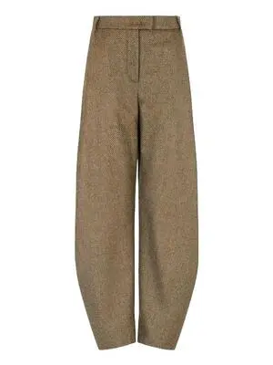 Giorgio Armani Relaxed-fit Virgin Wool And Cashmere Knit Trousers - Brown / Neutral