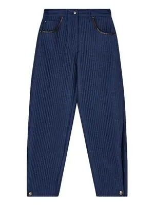 Giorgio Armani Viscose, Cotton, And Silk Five-pocket Trousers - Blue
