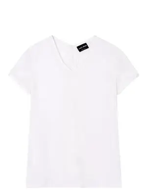 Giorgio Armani Silk Charmeuse V-neck Blouse - White