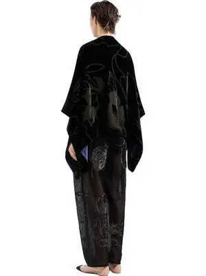 Giorgio Armani Devoré Velvet Cape - Black