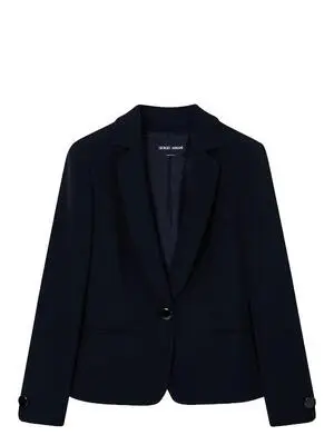 Giorgio Armani Single-Breasted Silk-Cady Jacket Black