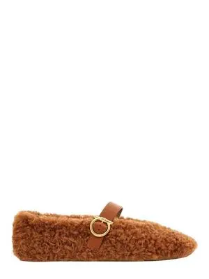 FERRAGAMO Shearling Ballet Flat - Gold