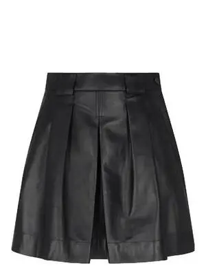 Emporio Armani Nappa Lambskin Skirt With Godet Pleat - Black