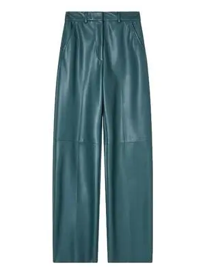 Emporio Armani Lambskin Nappa Leather Palazzo Trousers - Green