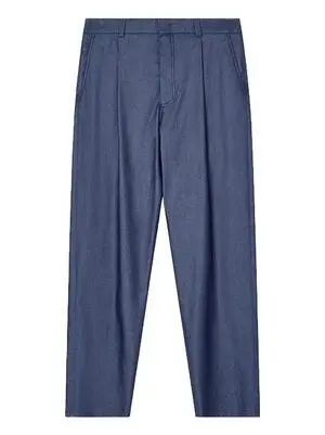 Giorgio Armani Single-pleat Trousers In Cotton And Silk - Blue
