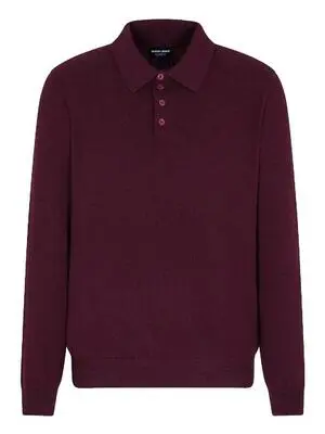 Giorgio Armani Long-sleeved Cashmere Polo Shirt - Natural