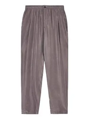 Giorgio Armani Flat-front Trousers In Faded Lyocell Canvas - Blue