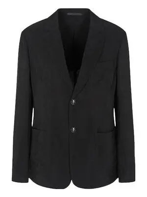 Giorgio Armani Single-breasted Jacquard Cupro Jacket - Black