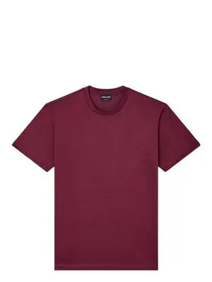Giorgio Armani Plain-knit Jersey T-shirt In A Silk-and-cotton Blend - Red