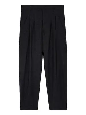 Giorgio Armani Single-pleat Virgin Wool Flannel Trousers - Natural