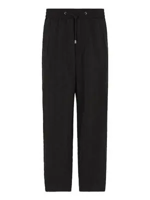 Giorgio Armani Jacquard Cupro Flat-front Trousers - Black