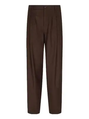 Giorgio Armani Single-pleat Wool Trousers - Natural