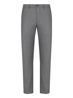 Giorgio Armani Flat-front Trousers In Wool And Cashmere Gabardine - Natural