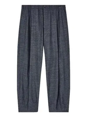Giorgio Armani Single-pleat Denim-effect Virgin Wool Trousers - Black