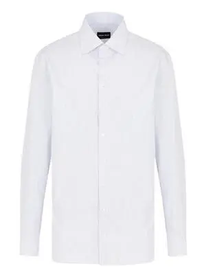 Giorgio Armani Regular-fit Shirt In Luxury Cotton With A Micro-pattern - White